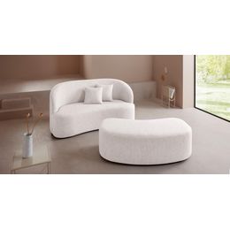 2-Sitzer "Dilara", beige (creme), B:170cm H:87cm T:89cm, Struktur fein 100% Polyester);Samtoptik (100% Polyester);Boucl&eacute; (100% Polyester), LeGer Home by Lena Gercke, Sofas, 2-Sitzer, gerundete R&uuml;ckenlehne und Front, in 3 Bezugsqualit&auml;ten