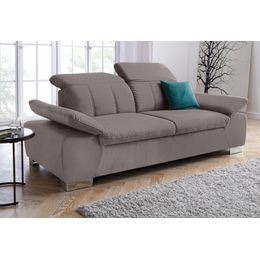 2,5-Sitzer DOMO collection "Milan inklusive komfortablen Federkern f&uuml;r mehr Sitzkomfort", braun (schlamm), B:215cm H:77cm T:93cm, Kunstleder SOFTLUX;Luxus-Microfaser ALTARA NUBUCK (100% Polyester);Luxus-Microfaser (100% Polyester), Sofas, 2 5-Sitzer, mit R&uuml;ckenverstellung