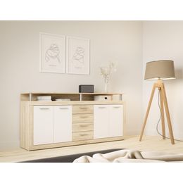 Sideboard FORTE, 94,4, B:197,5cm H:36,3cm T:36,3cm, FSC-zertifizierter Holzwerkstoff, Sideboards, Sideboard, B/H/T 197,5/94,4/36,3 cm, viel Stauraum