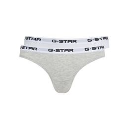G-Star Raw Tanga G-STAR "OBSIDIAN, 2 PACK THONGS", Damen, Gr. XL, 2 Stk., hellwei&szlig;, light grau marl, Jersey, Obermaterial: 95% Baumwolle, 5% Elasthan, unifarben, eng, Unterhosen Tanga, mit Logobund