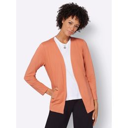 Shirtjacke Casual Looks "Shirtjacke", Damen, Gr. 50, orange (papaya), 50% Baumwolle, 50% Modal, unifarben, V-Ausschnitt, Shirts Shirtjacke