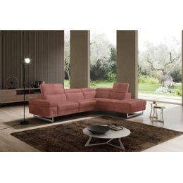 Ecksofa Egoitaliano "Candice, elegant, edel und bequem, erstklassiger Sitzkomfort, L-Form", braun (cedar wood), B:278cm H:100cm T:221cm, Sofas, Ecksofa, inkl. 2 elektrischer Relaxfunktionen, Bedienung &uuml;ber Taste an Armlehne