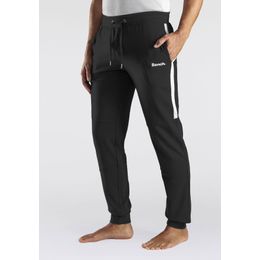 Sweathose BENCH. LOUNGEWEAR, Herren, Gr. 60/62 (XXL), N-Gr, schwarz, Sweatware, Obermaterial: 60% Baumwolle, 40% Polyester, unifarben mit Farbeinsatz, Basic, bequem lang, Hosen Sweathose, mit B&uuml;ndchen am Beinabschluss, Topseller