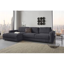 Ecksofa Home Affaire "Bloomfield, elegant, viel Platz, Mega Couch, Breite 303cm, L-Form", grau (graphite), B:303cm H:84cm T:176cm, 92% Polyester 8% Nylon, Sofas, Ecksofa, extra tiefe Sitzfl&auml;che, wahlweise mit Sitztiefenverstellung