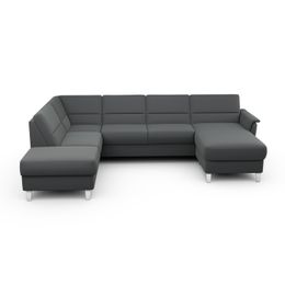 Sit & More Wohnlandschaft SIT & MORE "Palmera U-Form, B: 308 cm", grau (anthrazit), B:308cm H:89cm T:212cm, 100% Polyester, Sofas, Wohnlandschaft, optional Bettfunktion & Bettkasten, Federkern