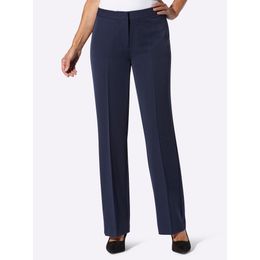 B&uuml;gelfaltenhose Lady, Damen, Gr. 48, Normalgr&ouml;&szlig;en, marine, 64% Polyester, 34% Viskose, 2% Elasthan, unifarben, lang, Hosen B&uuml;gelfaltenhose