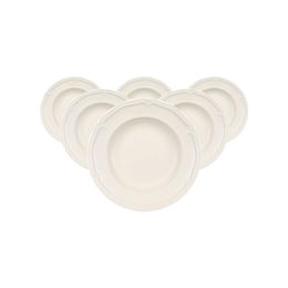 Villeroy & Boch Suppenteller VILLEROY & BOCH "Suppenteller Manoir &oslash; 22,8 cm 6er Set wei&szlig;", wei&szlig;, Speiseteller, Suppenteller