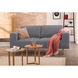 2-Sitzer Home Affaire "Lasse", grau, B:198cm H:84cm T:89cm, Filzoptik (100% Polyester);Luxus-Microfaser (100% Polyester);Struktur fein( 100% Polyester), Sofas, 2-Sitzer, im scandinavischem Stil mit Holzf&uuml;&szlig;en