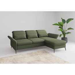 Sit & More Ecksofa SIT & MORE "Emely, inkl. Sitztiefenverstellung", gr&uuml;n (olive), B:264cm H:92cm T:198cm, 95%Polyester, 5% Polyamid, Sofas, Ecksofa, wahlweise mit Bettfunktion,Bettkasten,Kopf- & Armteilverstellung