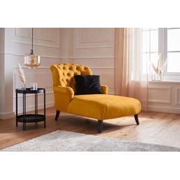 Loveseat Home Affaire "Amiens Sessel Loungesessel", gelb (senf), B:93cm H:94cm T:144cm, Struktur fein (100% Polyester);Samtoptik (100% Polyester), Sessel, Loveseat, mit wundersch&ouml;ner Knopfheftung im R&uuml;cken