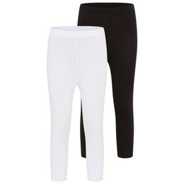 Caprileggings Tamaris, Damen, Gr. 44, N-Gr, schwarz, wei&szlig;, Single Jersey, Obermaterial: 95% Baumwolle, 5% Elasthan. Obermaterial wei&szlig;: 95% Baumwolle, 5% Elasthan, unifarben, figurbetont wadenlang, Hosen Caprileggings, in 3/4-L&auml;nge mit bequemem, elastischem Bund