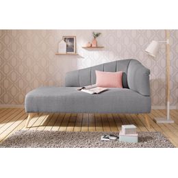 Recamiere OTTO HOME "Lucy, Chaiselonge mit Massivholzf&uuml;&szlig;en und Steppung", grau, B:162cm H:85cm T:82cm, Struktur fein( 100% Polyester), Sofas, Recamiere, Armlehne links und rechts bestellbar