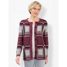 Strickjacke CLASSIC, Damen, Gr. 50, rot (bordeaux, graphit, gemustert), 83% Polyacryl, 13% Polyamid, 4% Polyester, gemustert, mehrfarbig, Strickjacken Strickjacke