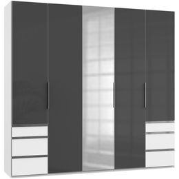 Kleiderschrank wimex "Level by fresh to go", wei&szlig; (wei&szlig;, grauglas), B:250cm H:236cm T:58cm, Schr&auml;nke, Kleiderschrank, mit Glas-und Spiegelt&uuml;ren