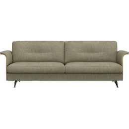 3-Sitzer FLEXLUX "Glow Designsofa, bequem und komfortabel durch hochwertigen Sitzaufbau", gr&uuml;n (fall gr&uuml;n), B:224cm H:81cm T:91cm, 62% Polyester/17%Baumwolle/14%Viscose/7%Leinen, Sofas, 3-Sitzer, Skandinavisches Design, hochwertige Verarbeitung, Armlehne walnuss