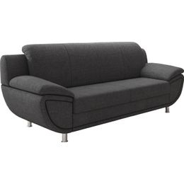 3-Sitzer Trendmanufaktur "Rondo II zeitlos und bequem", grau (dunkelgrau), B:207cm H:85cm T:94cm, Struktur ( 100% Polyester), Sofas, 3-Sitzer, wahlweise mit komfortablem Federkern, mit extra breiten Armlehnen