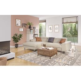 Ecksofa COTTA "Komaris L-Form, B: 244 cm", beige, B:244cm H:72cm T:166cm, 94% POLYESTER (PES) 6%POLYAMID (PA), Sofas, Ecksofa, mit Kopfteilverstellung, optional Bettfunktion, Bettkasten & Licht
