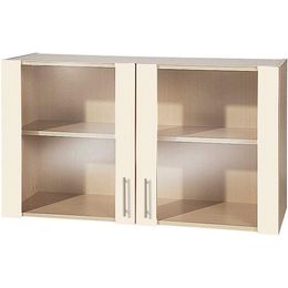 Wiho-K&uuml;chen Glash&auml;ngeschrank WIHO K&Uuml;CHEN "Kiel", beige (front: magnolia, korpus: sonoma eiche), B:100cm H:56,5cm T:35cm, Schr&auml;nke, Glash&auml;ngeschrank, Front mit Glaseinsatz