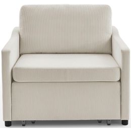 XXL-Sessel "Anella", beige (creme), B:93cm H:85cm T:92cm, ATLANTIC HOME COLLECTION, Sessel, XXL-Sessel, mit Cord-Bezug, mit Schlaffunktion, frei im Raum stellbar