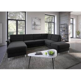 Sit & More Wohnlandschaft SIT & MORE "Palmera U-Form, B: 308 cm", schwarz, B:308cm H:89cm T:212cm, 100% Polyester, Sofas, Wohnlandschaft, optional Bettfunktion & Bettkasten, Federkern