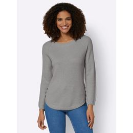 Rundhalspullover Casual Looks "Pullover", Damen, Gr. 46, grau (steingrau, meliert), 50% Baumwolle, 50% Polyacryl, gemustert, unifarben, Pullover Rundhalspullover