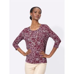 CR&Eacute;ATION L Print-Shirt CREATION L "Druck-Shirt", Damen, Gr. 36, rot (bordeaux, flieder, bedruckt), 95% Viskose, 5% Elasthan, gebl&uuml;mt, gemustert, mehrfarbig, Rundhals, Shirts Print-Shirt