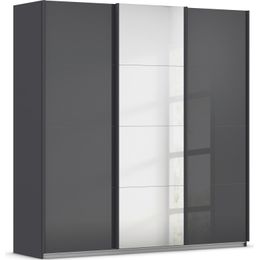 Schwebet&uuml;renschrank OTTO HOME "Kleiderschrank Kleiderschr&auml;nke Schrank Garderobe AGORDO mit Glasfront", grau (graumetallic, glas basalt), B:203cm H:210cm T:62cm, Holzwerkstoff, Schr&auml;nke, Schwebet&uuml;renschrank, durchdachte Innenausstattung, in 4 Breiten und 2 H&ouml;hen MADE IN GERMANY