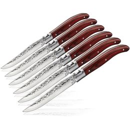 Steakbesteck Gefu "RANCHO", silber, 7 Stk., Klingenstahl, Massivholz, Essbesteck-Sets, Steakbesteck, scharfe Klingen, ergonomisches Design, stilvolles Set