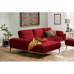 Ecksofa W.Schillig "run, Designsofa mit tollem Sitzkomfort, L-Form", rot (light brick w82), B:299cm H:88cm T:178cm, Longlife Xtra-Leder Z73: Naturwalkleder der Luxusklasse aus den erlesensten Rohh&auml;uten. Hautst&auml;rke 1, 1 &ndash; 1, 3 mm;ROHLEDER Jacquard-Flachgewebe Q2 W60 (63% Polyester, 37% Polyacryl);ROHLEDER Chenille-Flachgewebe Q2 W77 (68% Polyacryl, 32% Polyester);Stoff S37 (100% Polyester), Sofas, 