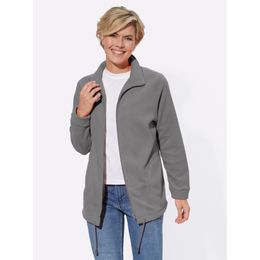 Fleecejacke Casual Looks, Damen, Gr. 24, grau, 100% Polyester, unifarben, l&auml;ssig geschnitten, Jacken Fleecejacke