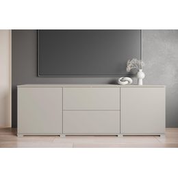 Lowboard OTTO HOME "Kenia", beige (kaschmir), B:180cm H:62cm T:34cm, FSC-zertifizierter Holzwerkstoff, Hartfaserplatte, Kunststoff, Sideboards, Lowboard, 2 T&uuml;ren, 2 Schubladen, Breite 180 cm, h&ouml;henverstellbare Einlegeb&ouml;den