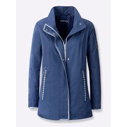 Langjacke Casual Looks, Damen, Gr. 23, jeansblau, wei&szlig;, 100% Polyester, unifarben, Jacken Langjacke