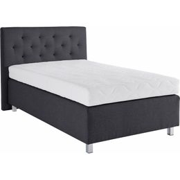 Boxspringbett, grau (anthrazit), B:134cm L:210cm, Bezug Unterbox und Kopfteil: Strukturstoff (77% Polyester und 23% Viskose);Bezug Obermatratze 100% Polyester, Westfalia Schlafkomfort, Komplettbetten, Boxspringbett, in diversen Ausf&uuml;hrungen