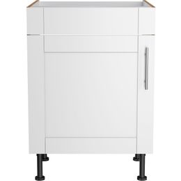 Sp&uuml;lenschrank KOCHSTATION "KS-Ahus", braun (wei&szlig; matt, wildeiche nachbildung), B:60cm H:87cm T:58,4cm, Schr&auml;nke, Sp&uuml;lenschrank, Breite 60 cm