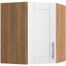 Eckh&auml;ngeschrank KOCHSTATION "KS-Ahus", braun (wei&szlig; matt, wildeiche nachbildung), B:60cm H:70,4cm T:34,9cm, Schr&auml;nke, Eckh&auml;ngeschrank, Breite 60 x 60 cm