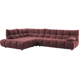 Ecksofa Home Affaire "Cozy Bubble, mit klappbarer Armlehne, Breite 324 cm", burgunder, B:324cm H:85cm T:211cm, 95% Polyester, 5% Nylon, Sofas, Ecksofa, mit eleganter Steppung, Rundumbezug & weicher Polsterung