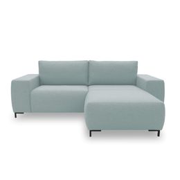 Ecksofa "Looks VI L-Form", blau (eisblau), B:242cm H:87cm T:160cm, 100% Polyester, LOOKS by Wolfgang Joop, Sofas, Ecksofa, gerade Linien, in 2 Bezugsqualit&auml;ten