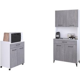 Mehrzweckschrank-Set Parisot, grau (beton optik, wei&szlig;), Holzwerkstoff, Kastenm&ouml;bel-Sets, Mehrzweckschrank-Set