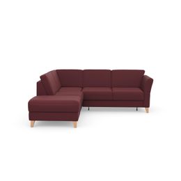 Sit & More Ecksofa SIT & MORE "Visby L-Form", rot (bordeaux), B:248cm H:87cm T:213cm, Sofas, Ecksofa, Wahlweise mit Bettfunktion und Stauraum, frei im Raum stellbar