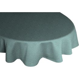 Tischdecke WIRTH "TORBOLE" Gr. 1, blau (petrol), B:130cm L:190cm, Baumwolle, Polyester, Tischdecken, Tischdecke, oval