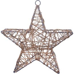 N&auml;ve N&Auml;VE Dekolicht "Metallstern, Weihnachtsdeko", beige (natur), 1, &Oslash; 25cm, 1 Stk., Leuchten, 2er Set Timer Eisen Textil naturfarben batteriebetrieben, Dekolicht