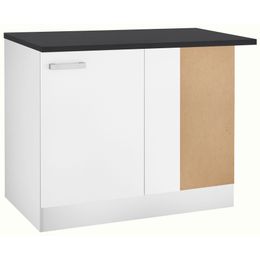 Eckunterschrank Optifit "Odense", wei&szlig; (wei&szlig;, wei&szlig;), B:100cm H:85cm T:60cm, Schr&auml;nke, Eckunterschrank, 100 cm breit, mit 110 cm breiter Arbeitsplatte