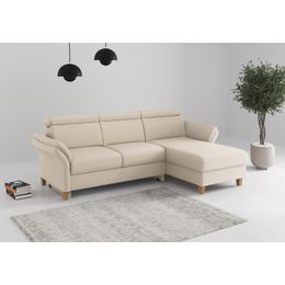 Ecksofa Home Affaire "Glendale, L-Form", creme, B:253cm H:84cm T:166cm, 95% Polyester, 5% Polyamid, Sofas, Ecksofa, inkl. Kopfteilverstellung, wahlweise mit Vorziehsitz und Bettkasten