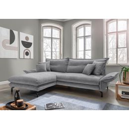 Ecksofa Home Affaire "LAVA Breite 255 cm, modern und elegant, aktuelle Kissenoptik, L-Form", grau, B:255cm H:94cm T:180cm, Sofas, Ecksofa, Armlehnen verstellbar