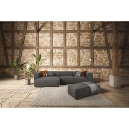 Ecksofa W.Schillig "around-the-block", grau (stone o10), B:341cm H:66cm T:164cm, ROHLEDER Jacquard-Flachgewebe Q2 O10 (60% Polyacryl, 40% Polyester), Sofas, Ecksofa, mit eleganter Biese, mit Federkern, Breite 341 cm