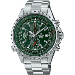 Chronograph CASIO EDIFICE, silber (dunkelgr&uuml;n, silberfarben), Armbanduhren, Herren, Chronograph, Quarzuhr, Armbanduhr,Herrenuhr,Edelstahlarmband,bis 10 bar wasserdicht