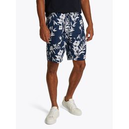 Shorts Tommy Hilfiger "HARLEM PO LINEN PRINT SHORT", Herren, Gr. 30, N-Gr, blau (night sky), Web, Obermaterial: 100% Leinen, Hosen Shorts, mit Allover Print