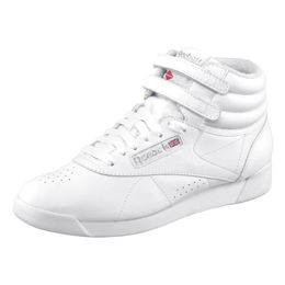 Sneaker Reebok CLASSIC "Freestyle Hi", Damen, Gr. 37, wei&szlig; (int, wei&szlig;, silber), Leder, Schuhe Sneaker