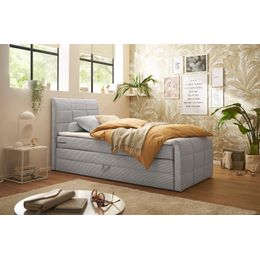 Boxspringbett ED EXCITING DESIGN "Bolivia", grau (hellgrau), B:123cm L:220cm, 92% Polyester, 8% Nylon, Komplettbetten, Boxspringbett, harte Seite mit Kokosmatte, weiche Seite mit Filzabdeckung