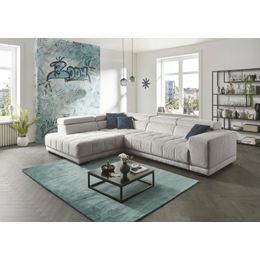 Ecksofa DIE PLANBAR "MP-IN15053 L-Form breiter Schenkel", grau, B:323cm H:73cm T:222cm, 100% Polyester, Sofas, Ecksofa, wahlweise mit Kopfteilverstellung und manueller Vorziehbank